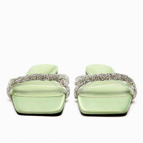 Zara | Shoes | Zara Rhinestone Flat Sandals | Poshmark
